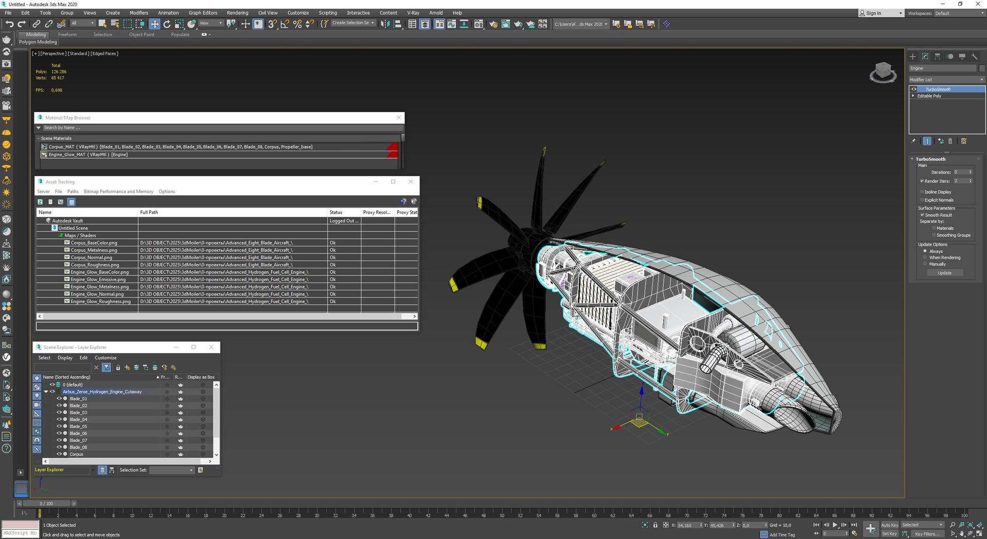 modèle 3D de Vue en coupe du moteur à hydrogène Airbus Zeroe ...