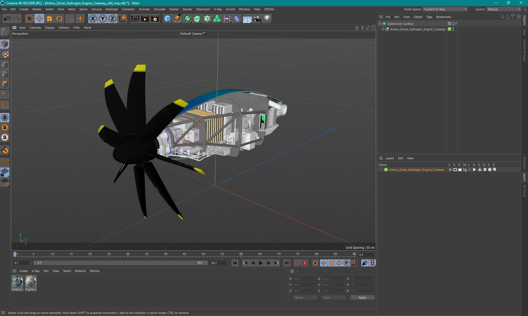3D Airbus Zeroe Hydrogen Engine Cutaway - TurboSquid 2378186