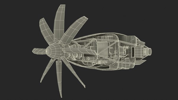 modelo 3d Corte transversal del motor de hidrógeno Airbus Zeroe ...