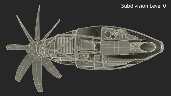 modelo 3d Corte transversal del motor de hidrógeno Airbus Zeroe ...