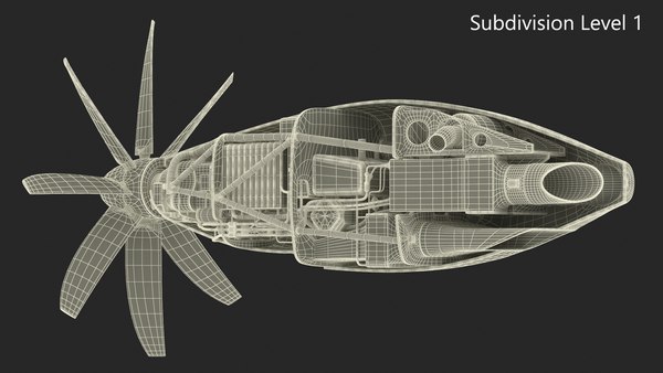 modelo 3d Corte transversal del motor de hidrógeno Airbus Zeroe ...