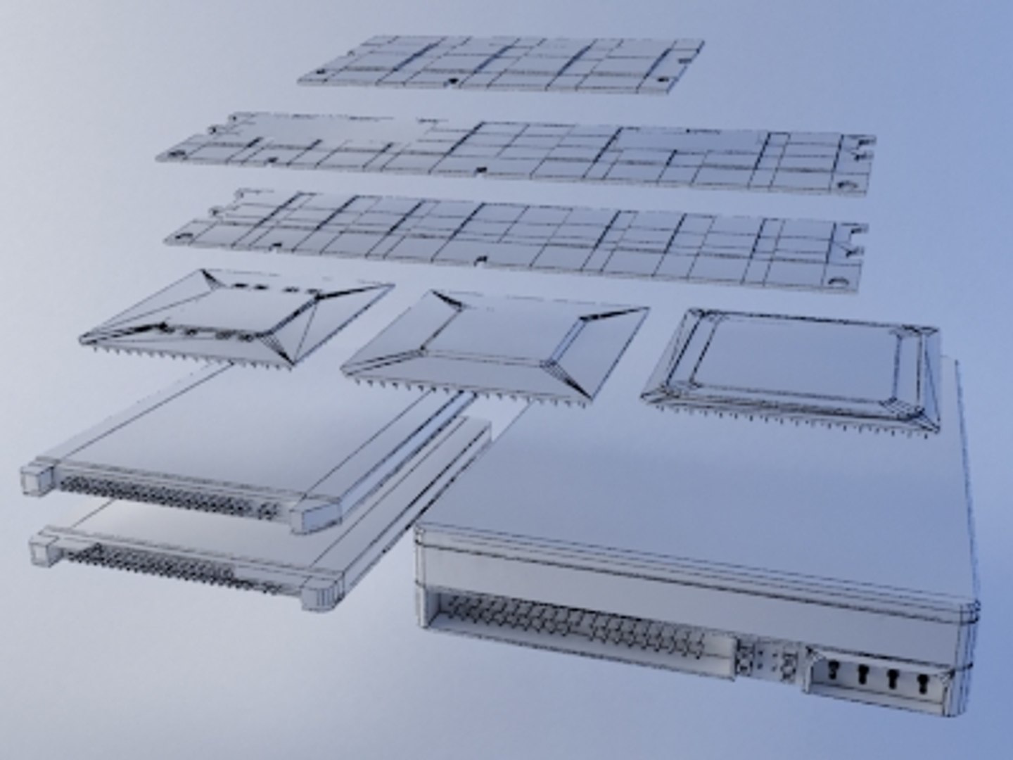 3d Old Computer Components Model