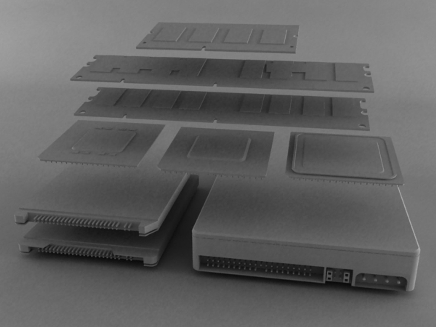 3d Old Computer Components Model