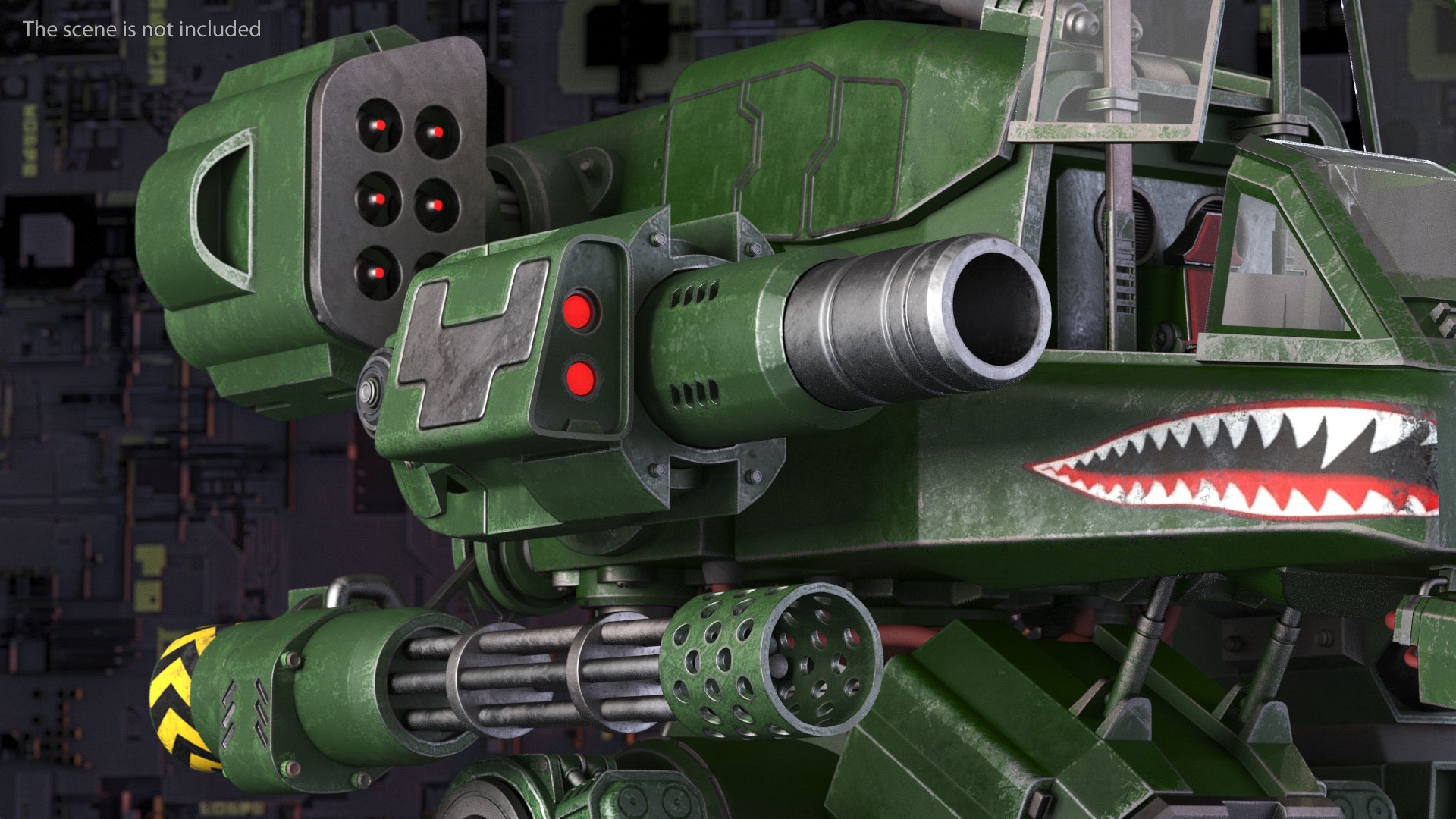 Scratched Fighting Robot Empty Dark Green 3D Model - TurboSquid 2121987