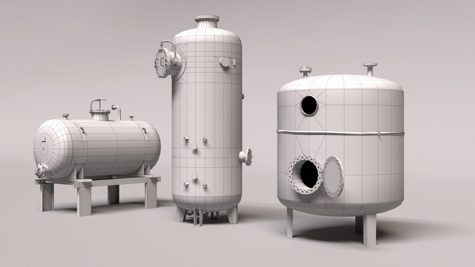 3D Model Industrial Tanks Set - TurboSquid 2068056