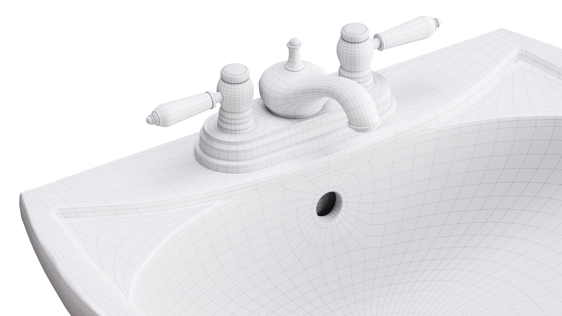 3D Model Ondine Pedestal White Washbasin - TurboSquid 2303546