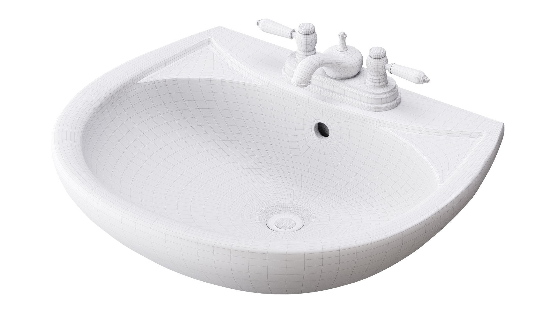 3D Model Ondine Pedestal White Washbasin - TurboSquid 2303546