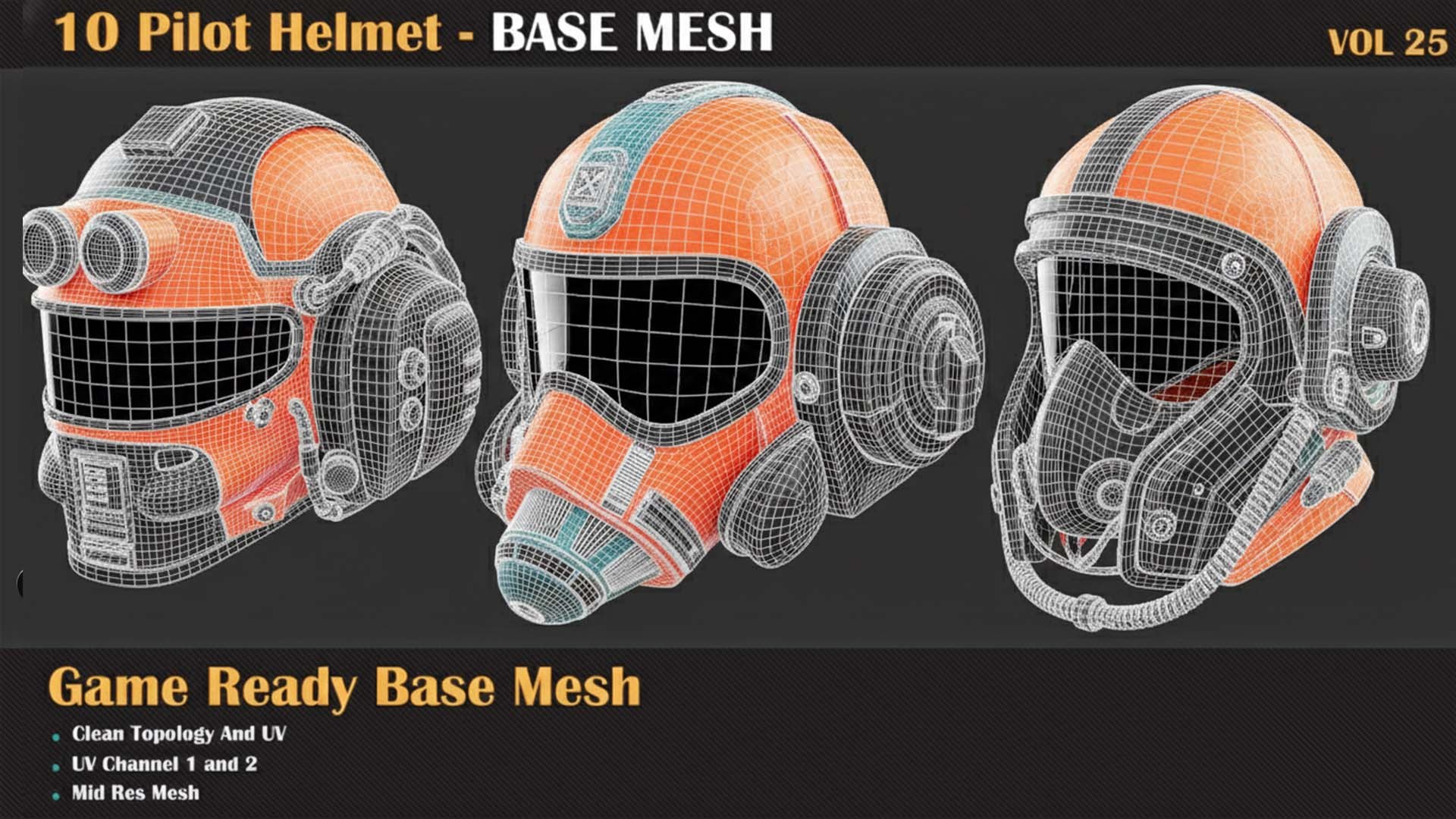 10 Pilot Helmet BASE MESH - VOL 25 3D Model - TurboSquid 2499465