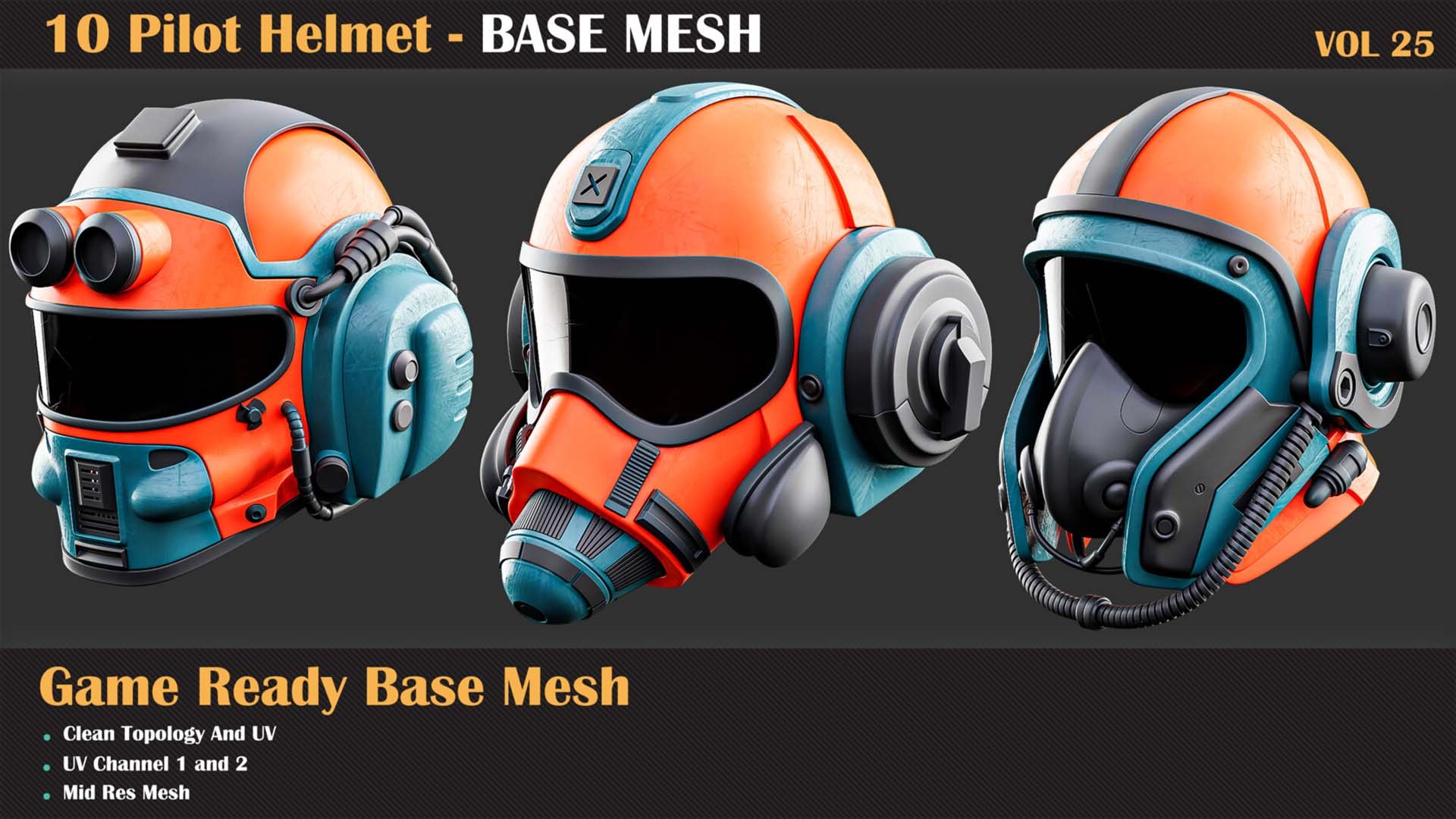 10 Pilot Helmet BASE MESH - VOL 25 3D Model - TurboSquid 2499465
