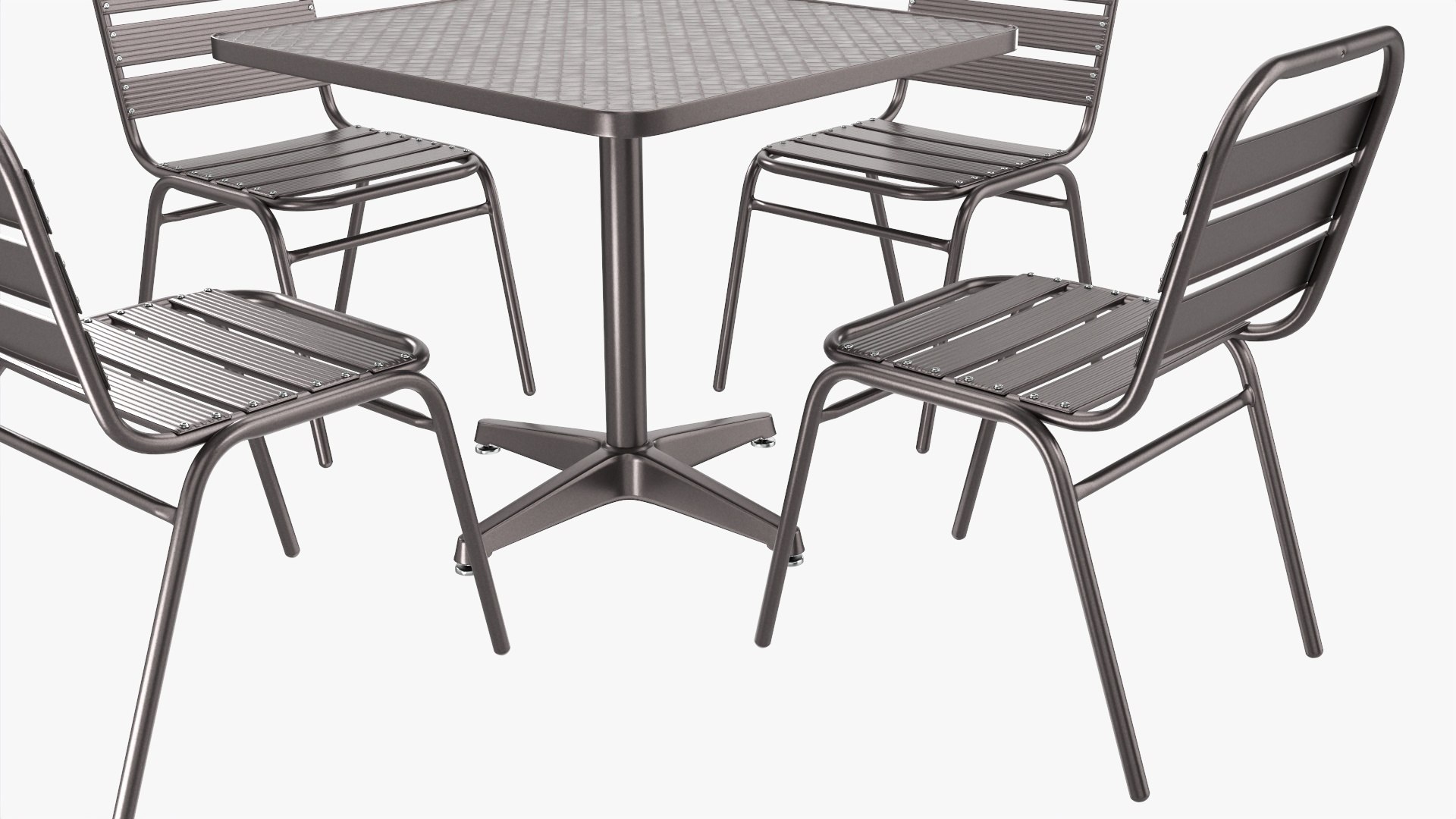 Square Metal Dining Table With Chairs 3D - TurboSquid 1842373