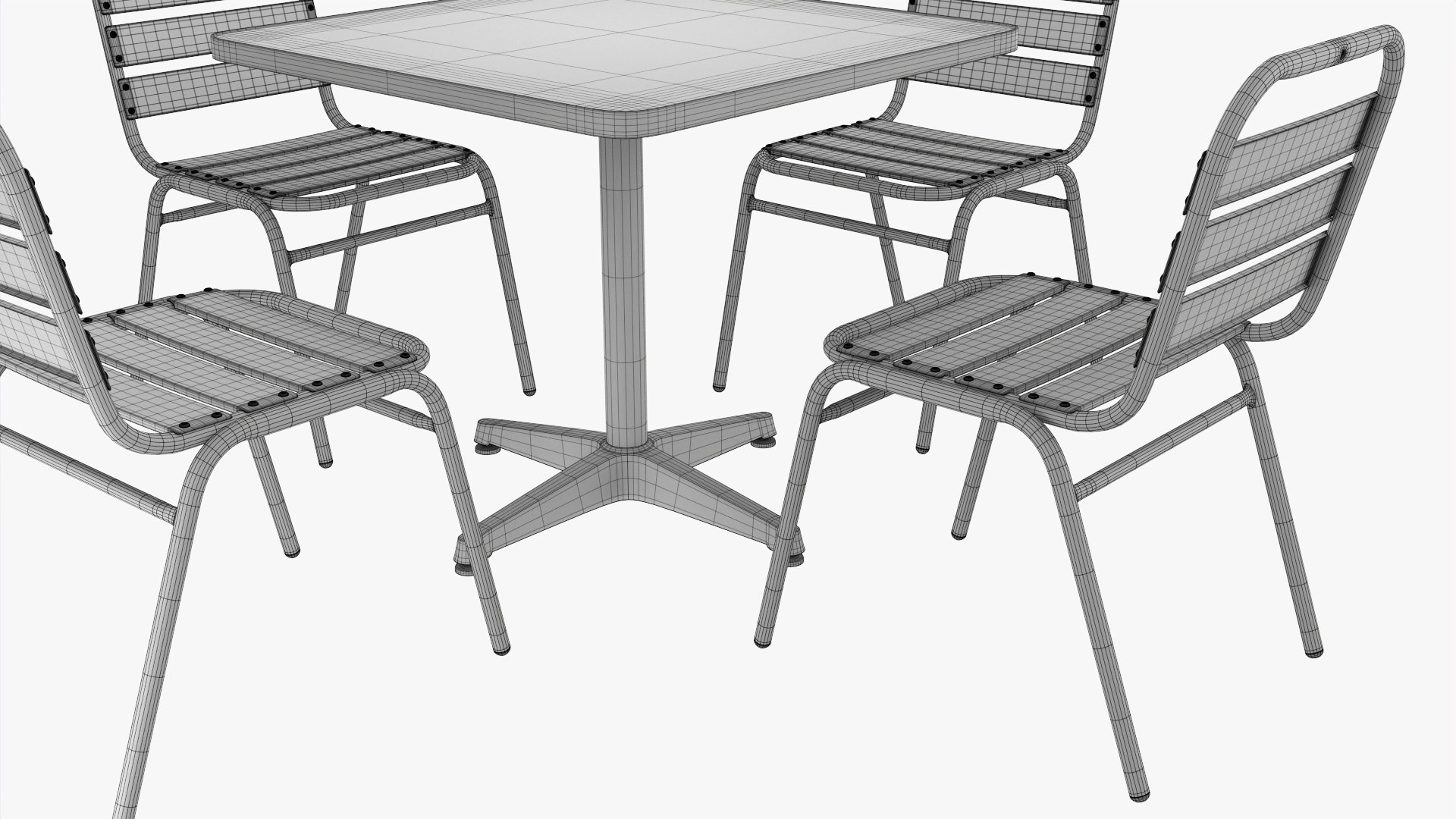 Square Metal Dining Table With Chairs 3D - TurboSquid 1842373