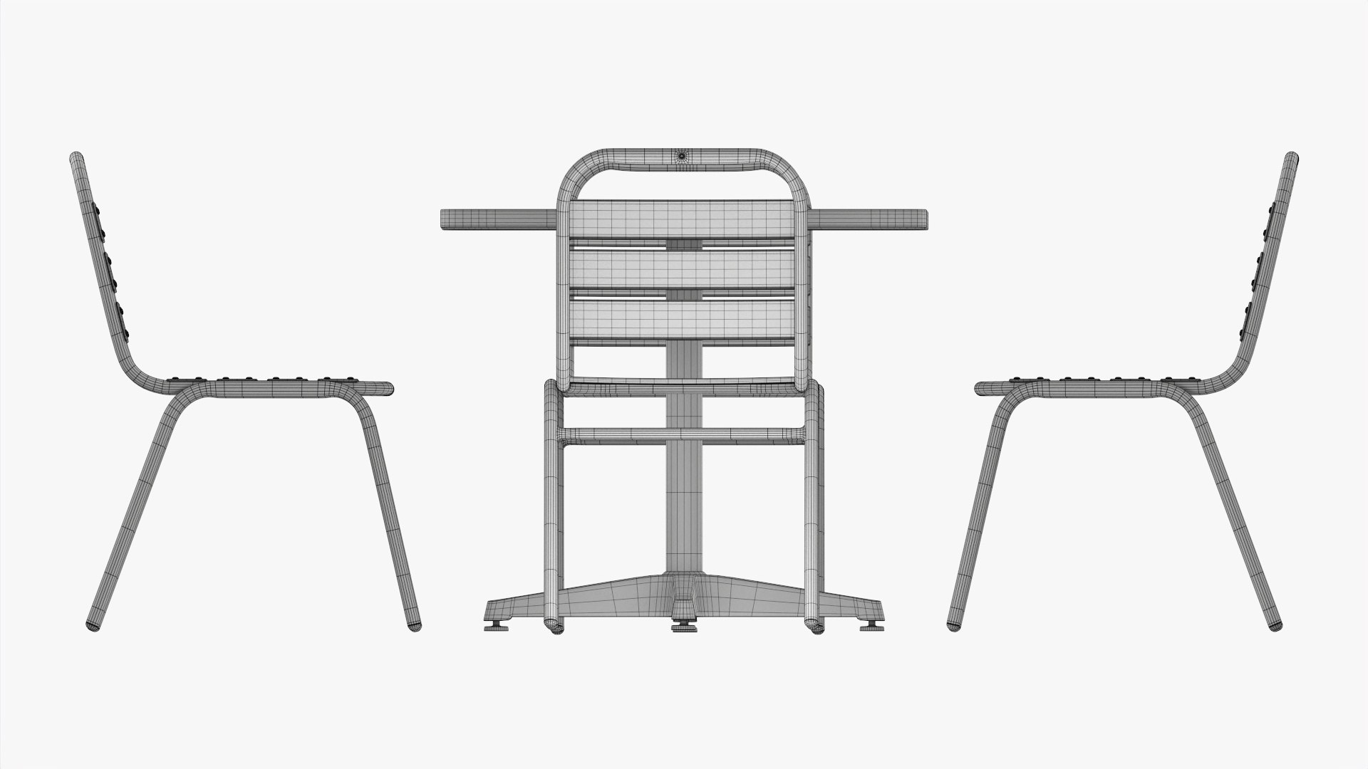 Square Metal Dining Table With Chairs 3D - TurboSquid 1842373