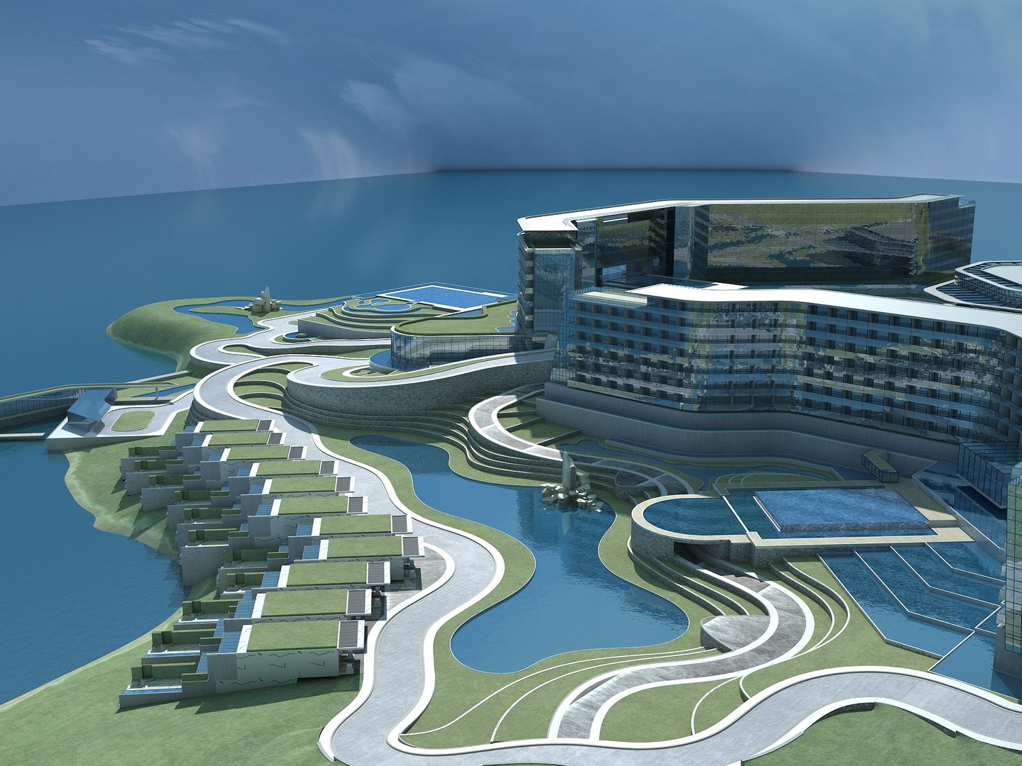 3D Beachfront Hotel 1 - TurboSquid 1910366
