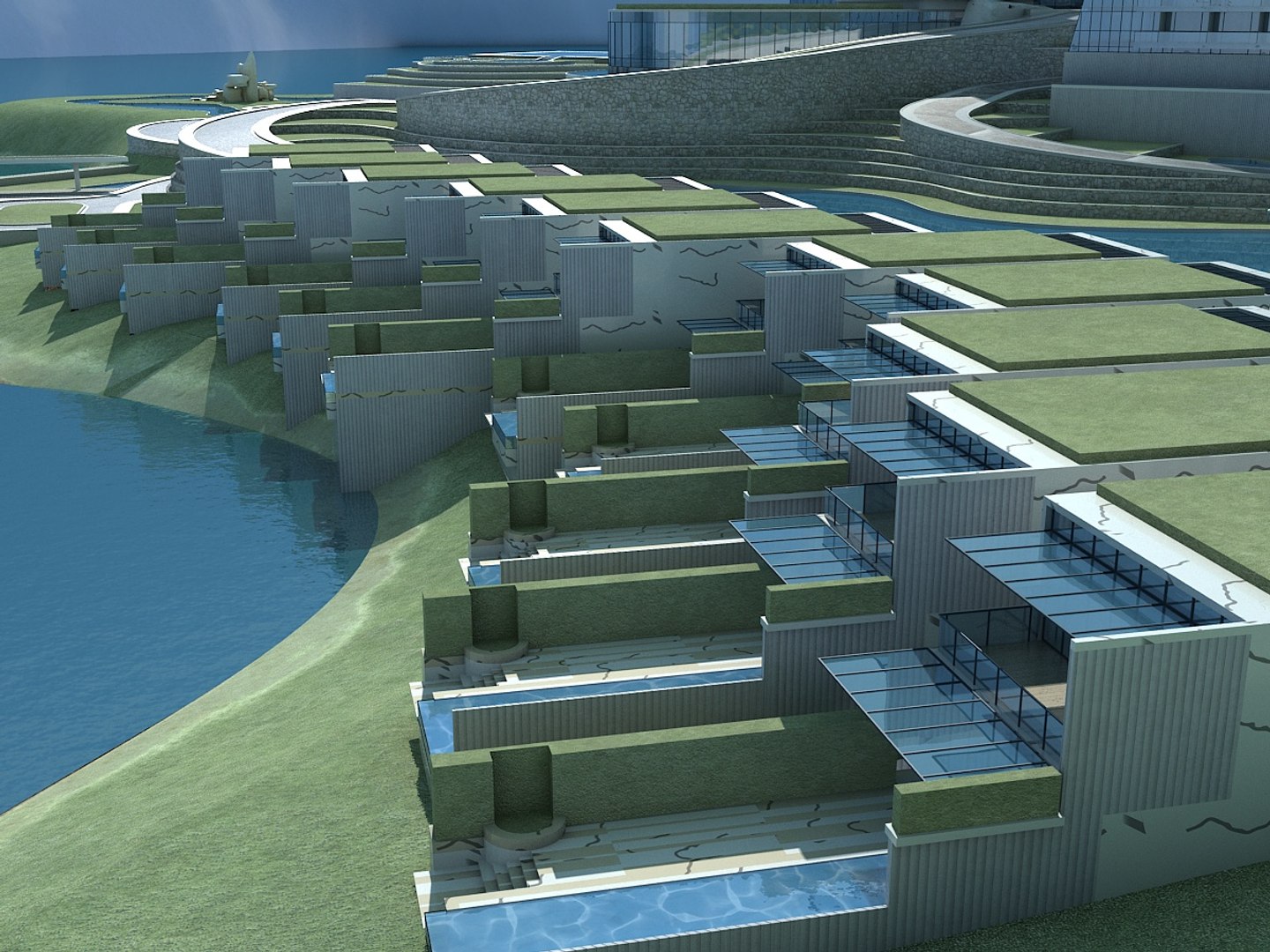 3D Beachfront Hotel 1 - TurboSquid 1910366