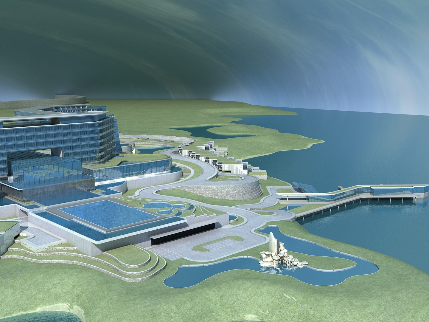 3D Beachfront Hotel 1 - TurboSquid 1910366