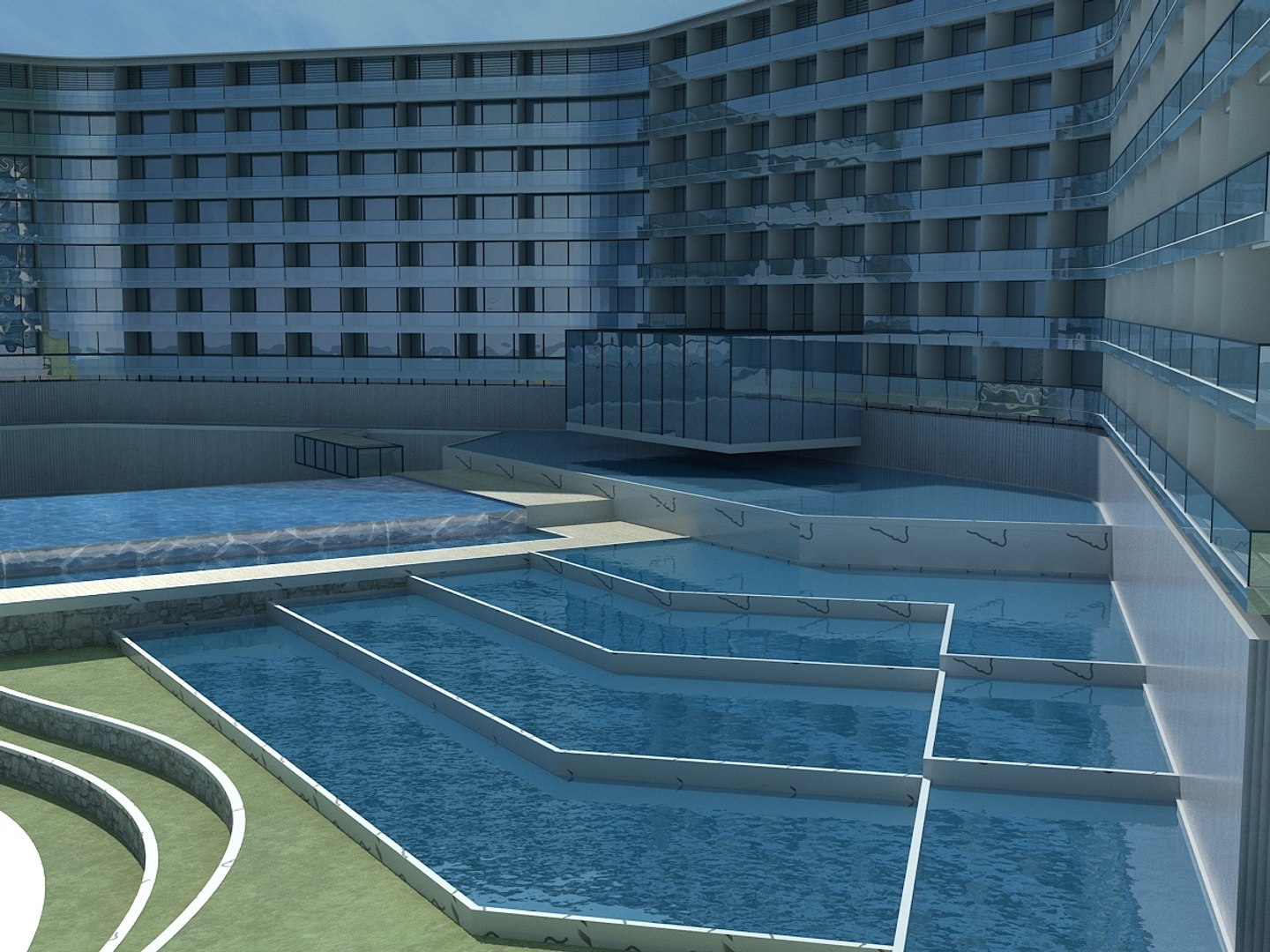 3D Beachfront Hotel 1 - TurboSquid 1910366