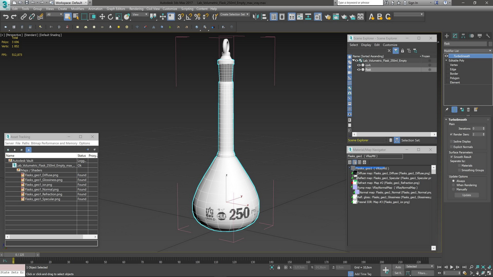 3D Lab Volumetric Flask 250ml Empty Model - TurboSquid 2063016