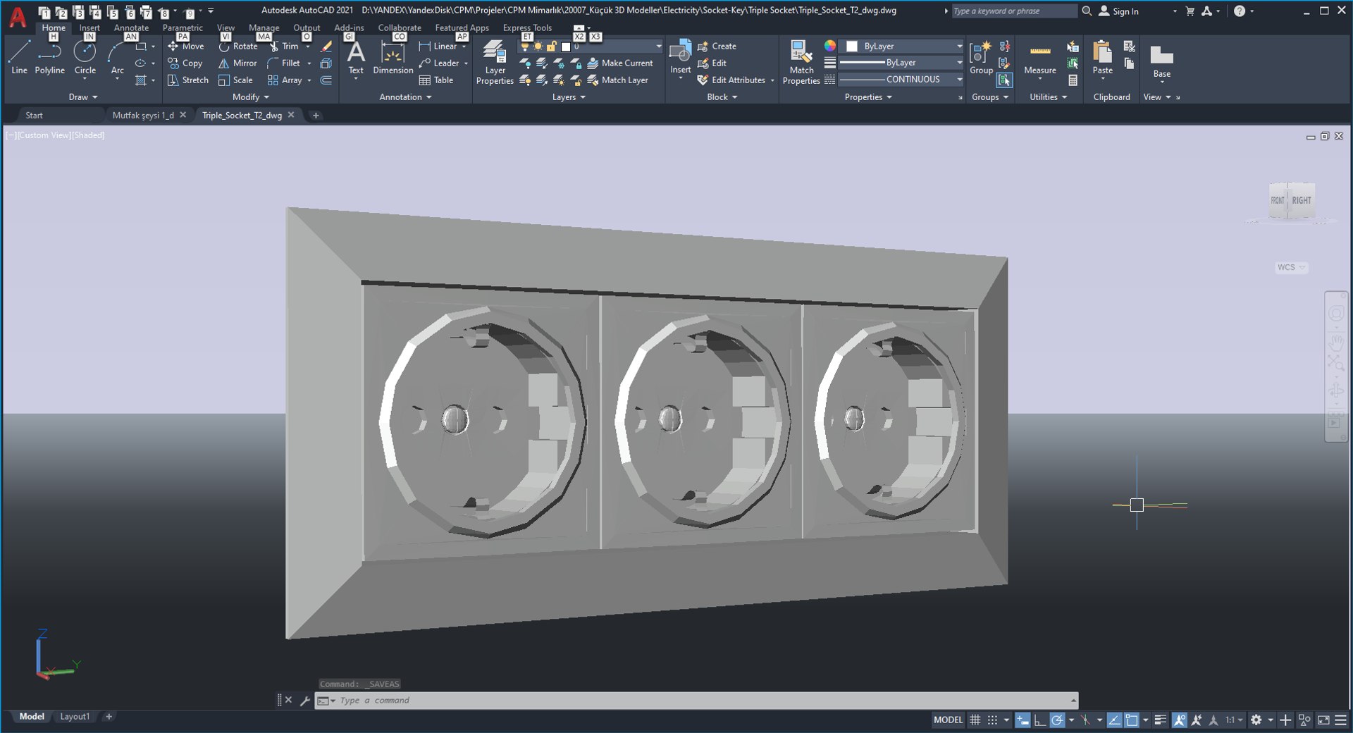 3D Triple Socket - TurboSquid 2116330