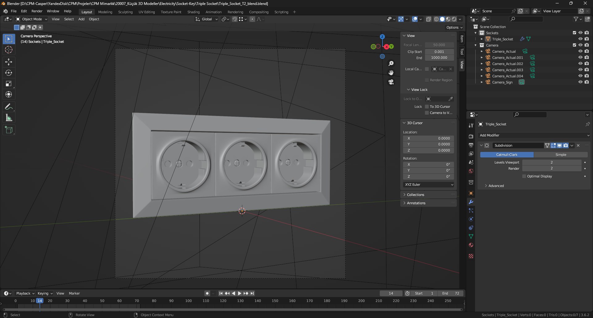 3D Triple Socket - TurboSquid 2116330