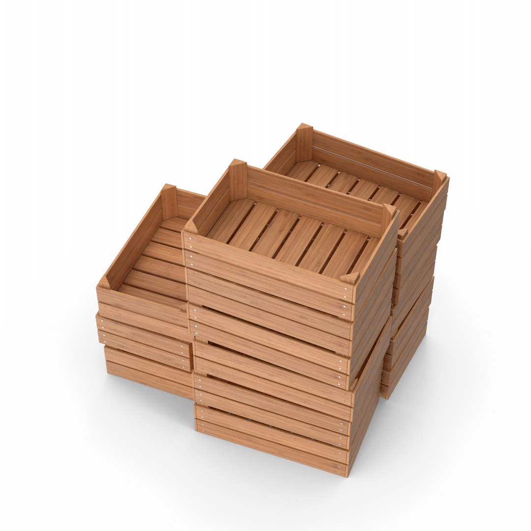3D Stack Of Wooden Crates - TurboSquid 2122382
