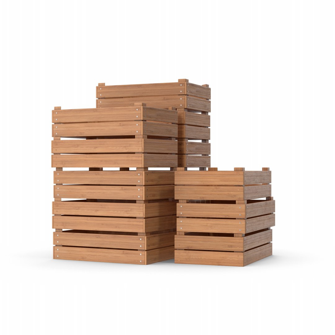 3D Stack Of Wooden Crates - TurboSquid 2122382