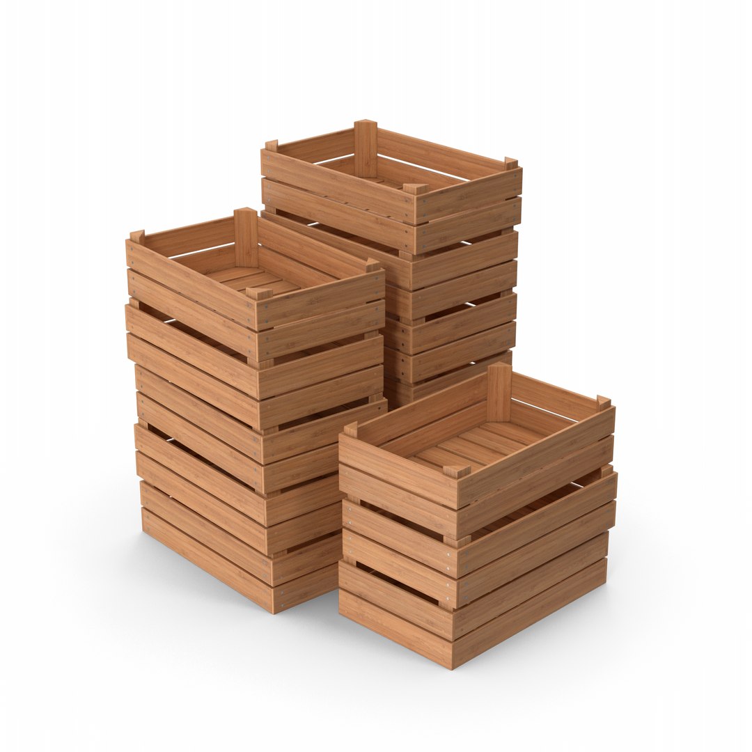 3D Stack Of Wooden Crates - TurboSquid 2122382