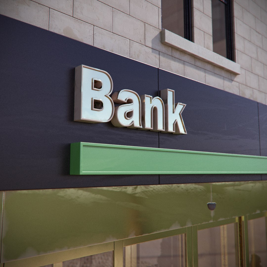 Bank Entrance Sliding Door 3d Model