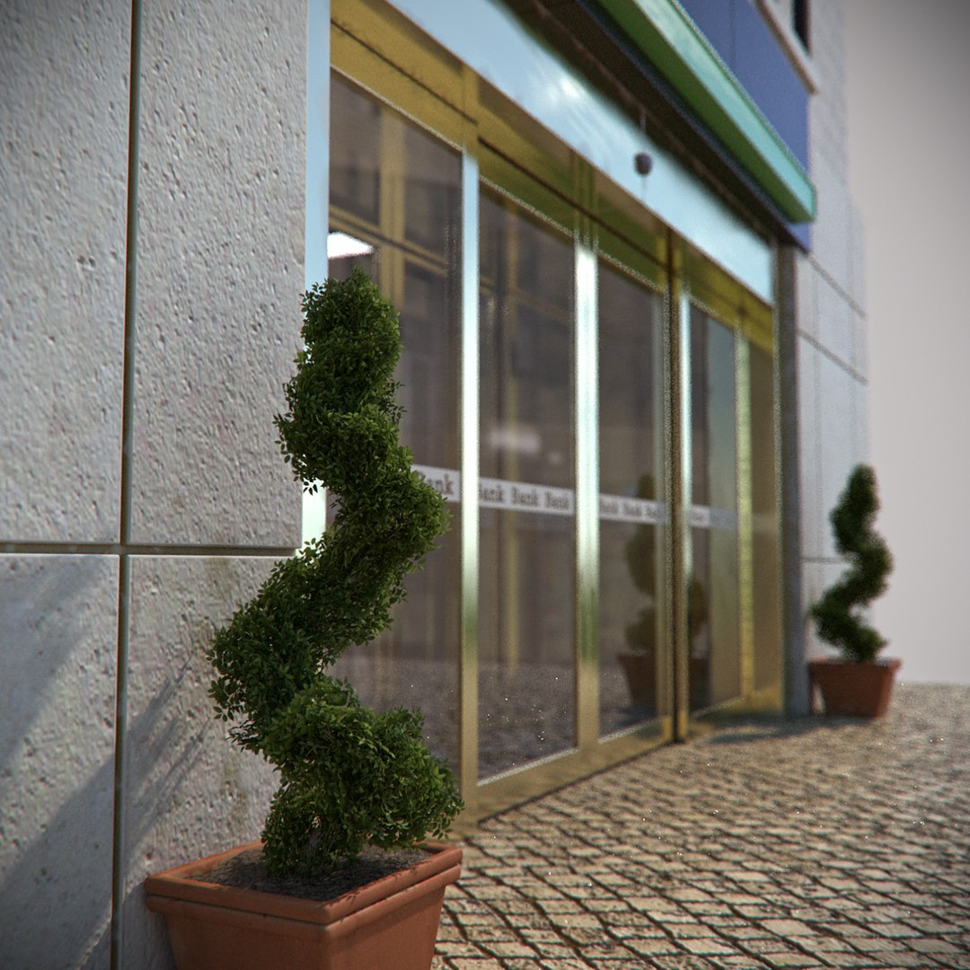 Bank Entrance Sliding Door 3d Model