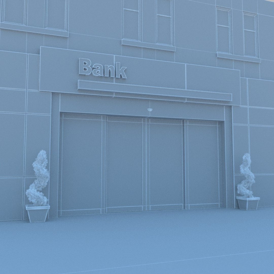 Bank Entrance Sliding Door 3d Model