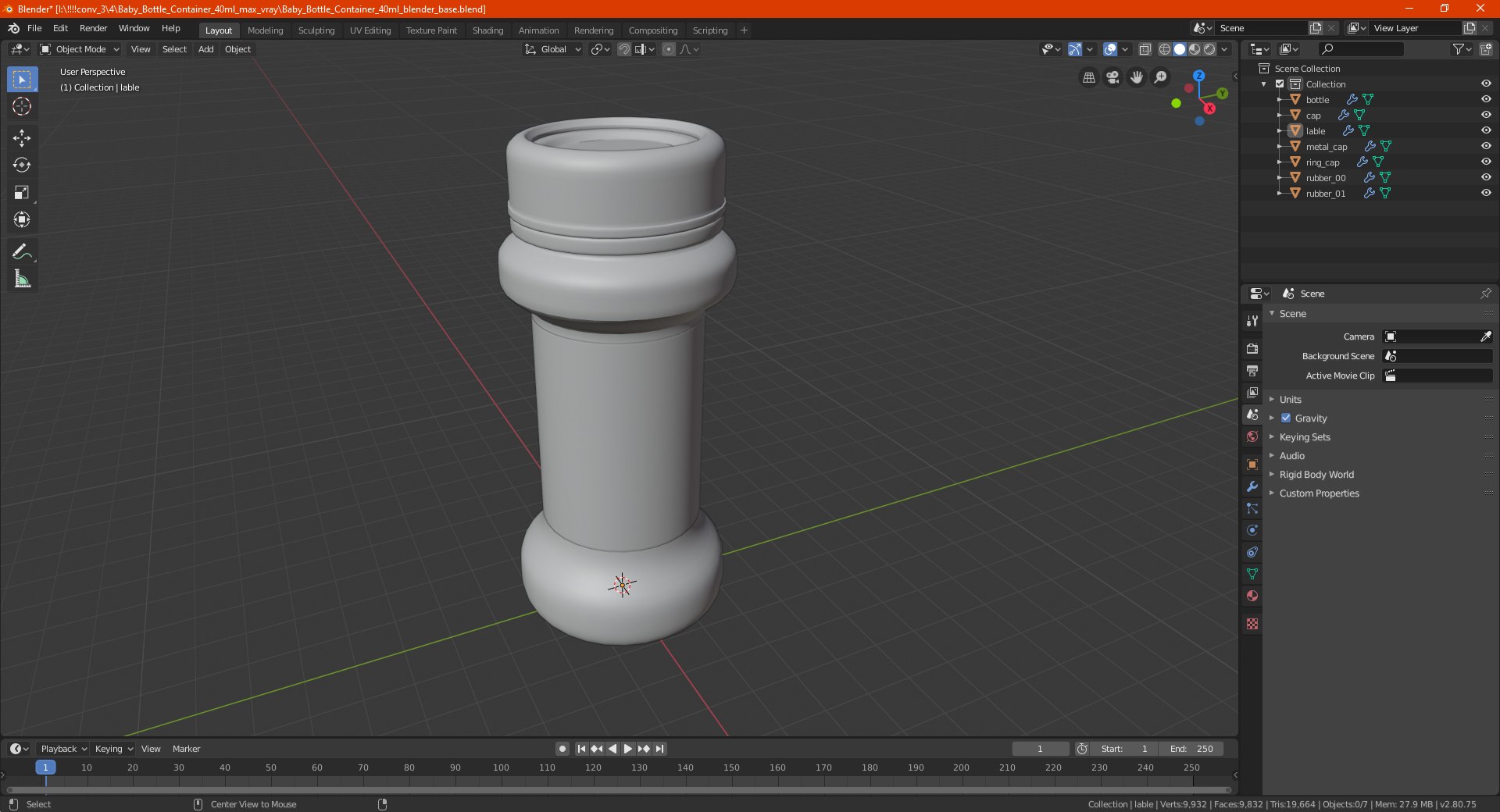 3D Baby Bottle Container 40ml Model - TurboSquid 1602184