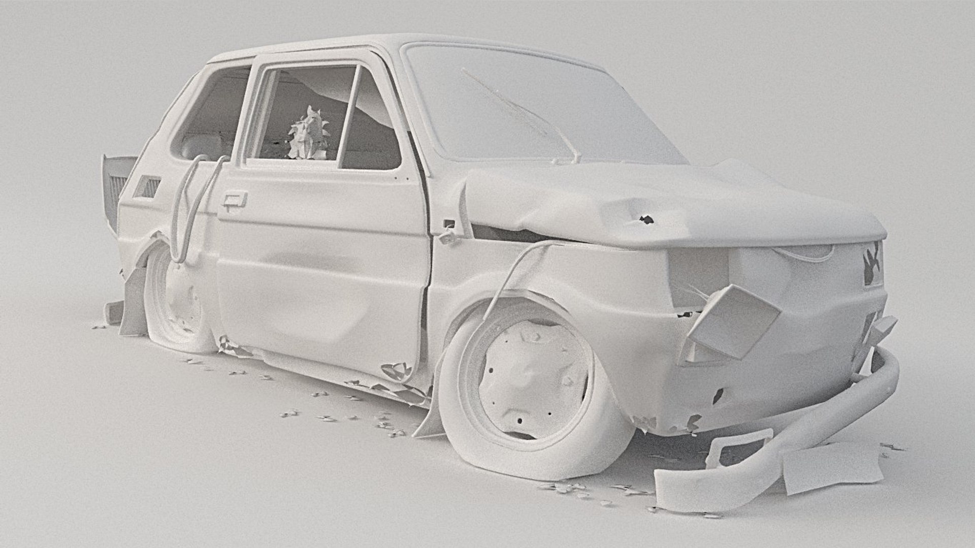3D Model Car Fiat 126p Abandoned - TurboSquid 1524628