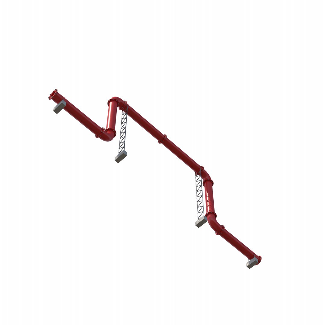 3D Red Gas Pipeline - TurboSquid 2207059