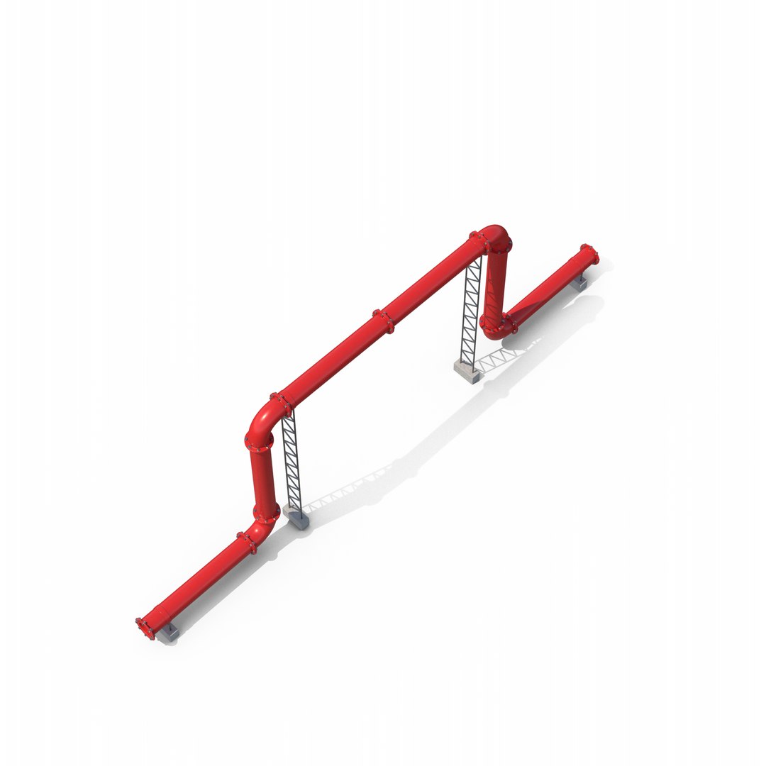 3D Red Gas Pipeline - TurboSquid 2207059