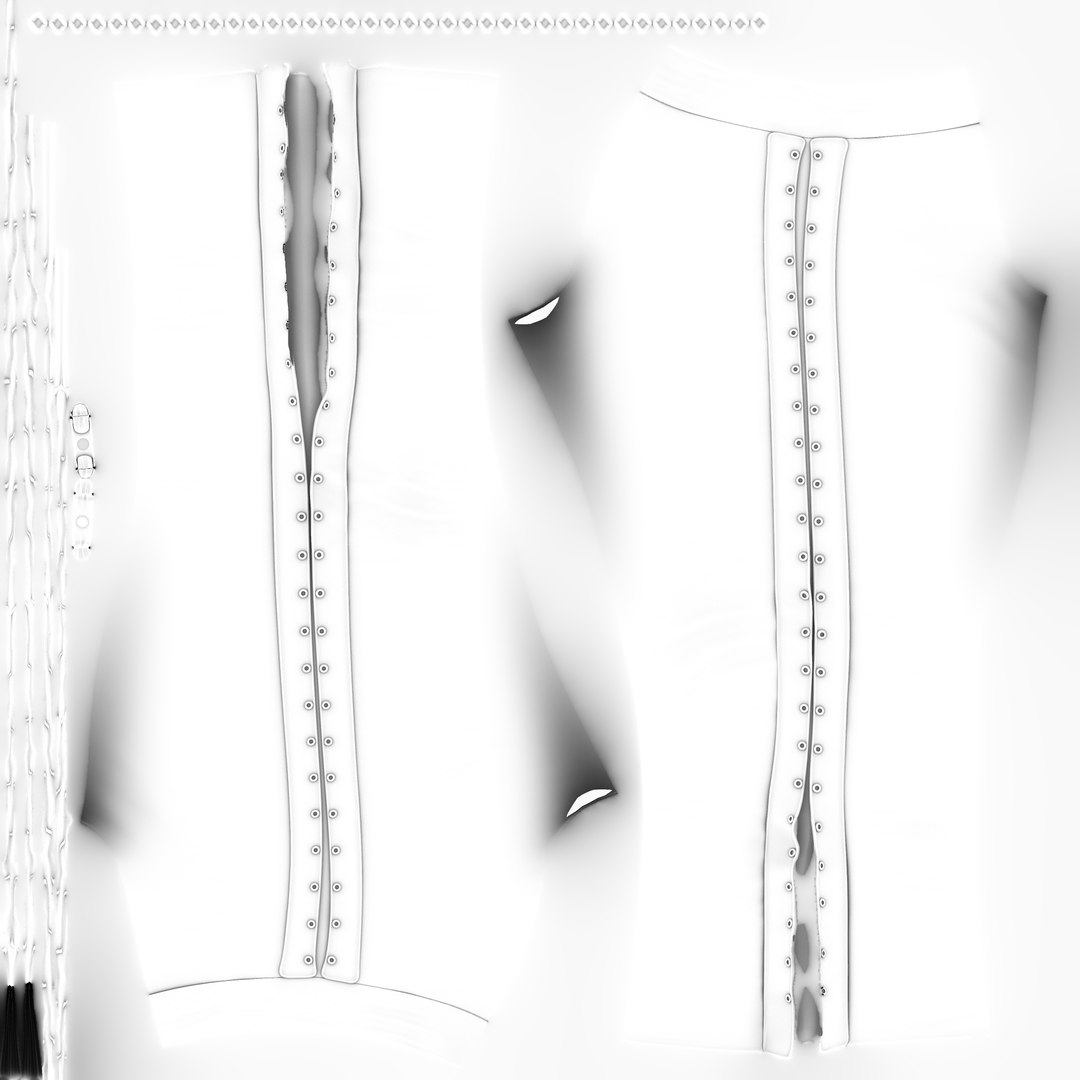 3D Laces And Chains Decorated Punk Pants - TurboSquid 1960500