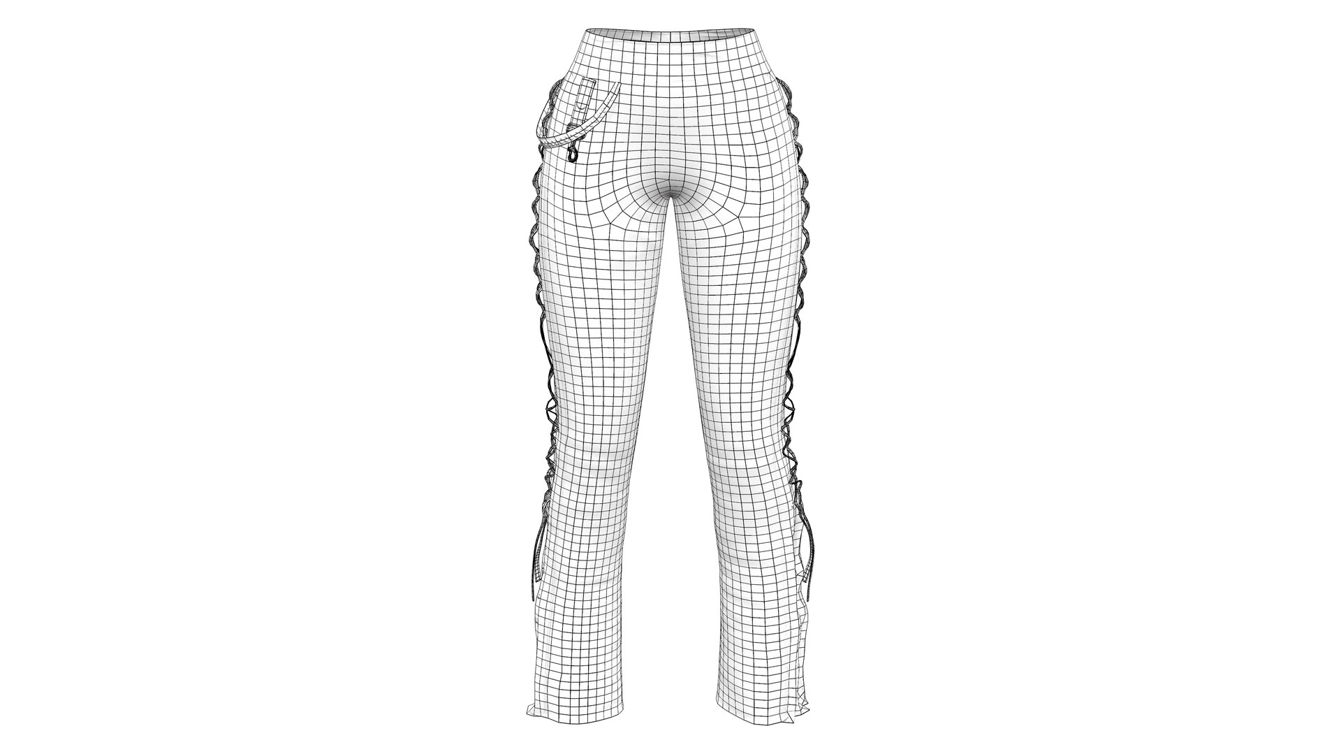 3D Laces And Chains Decorated Punk Pants - TurboSquid 1960500