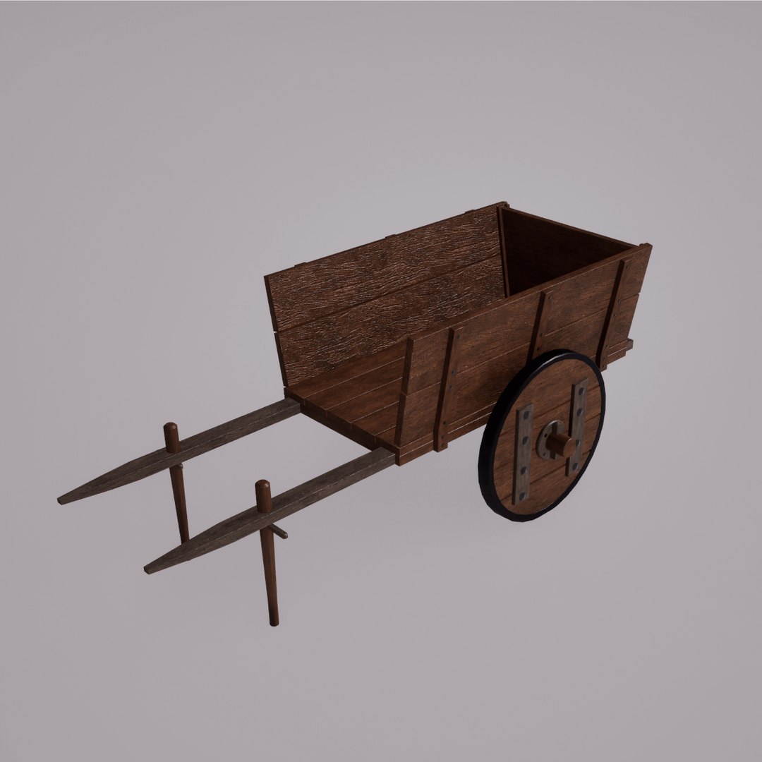 3D Wooden Medieval Hand Cart Model - TurboSquid 2189965