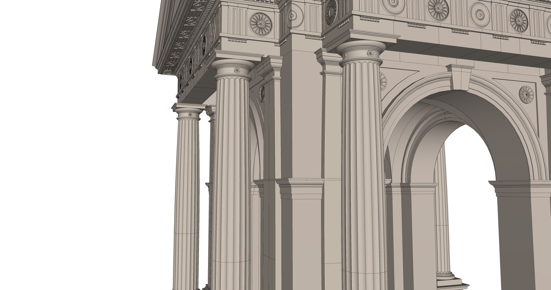 Arched Portico In Doric Denticulated Column Order Gazebo Model ...