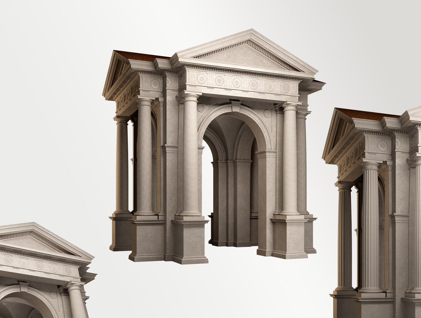 Arched Portico In Doric Denticulated Column Order Gazebo Model ...