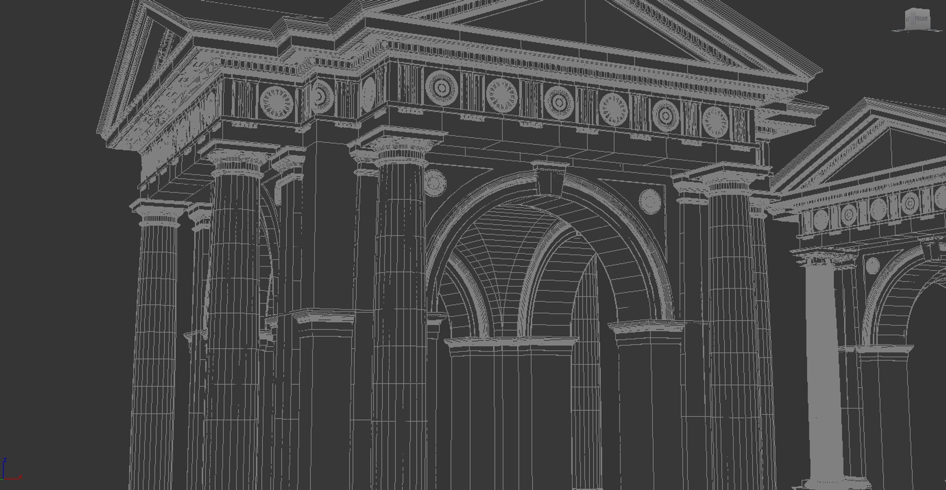 Arched Portico In Doric Denticulated Column Order Gazebo Model ...