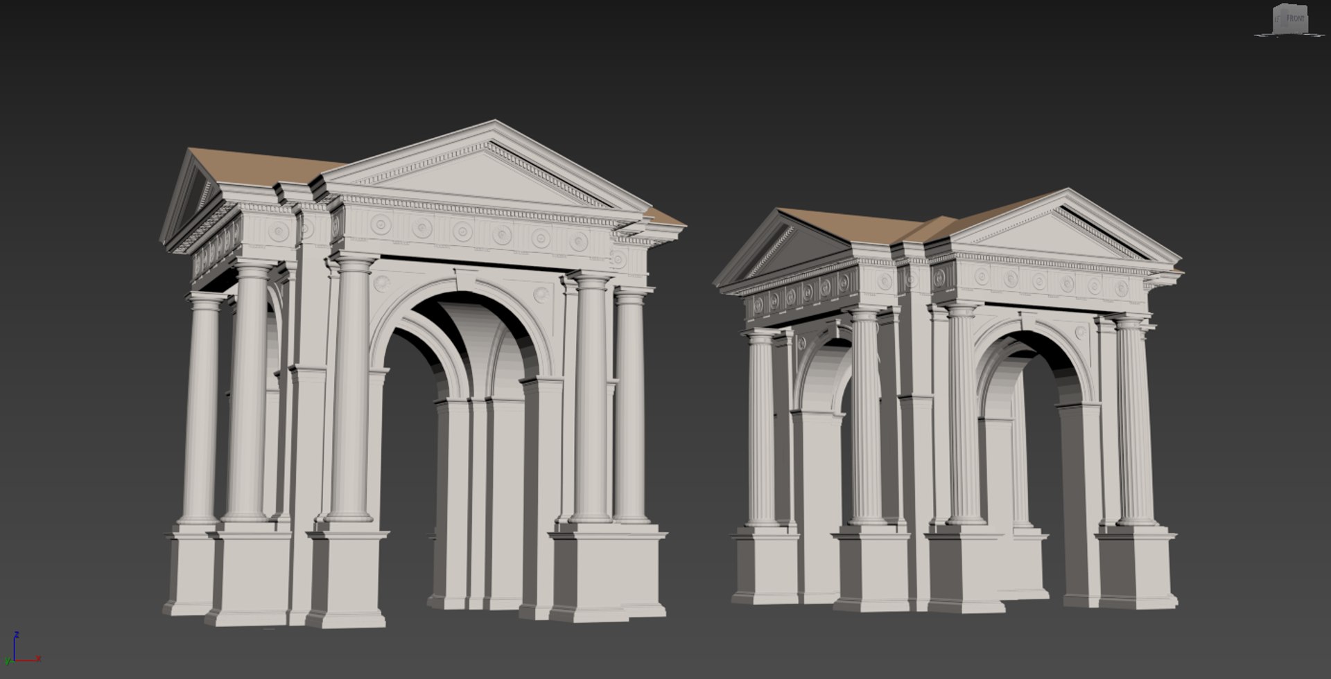 Arched Portico In Doric Denticulated Column Order Gazebo Model ...