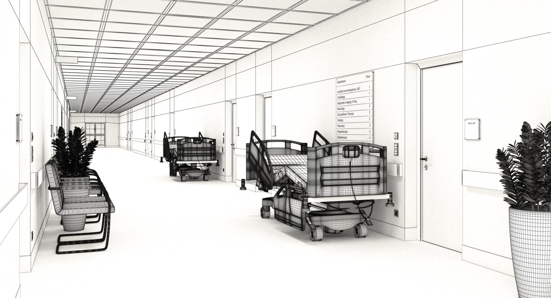 3D Hospital Hallway - TurboSquid 1275091