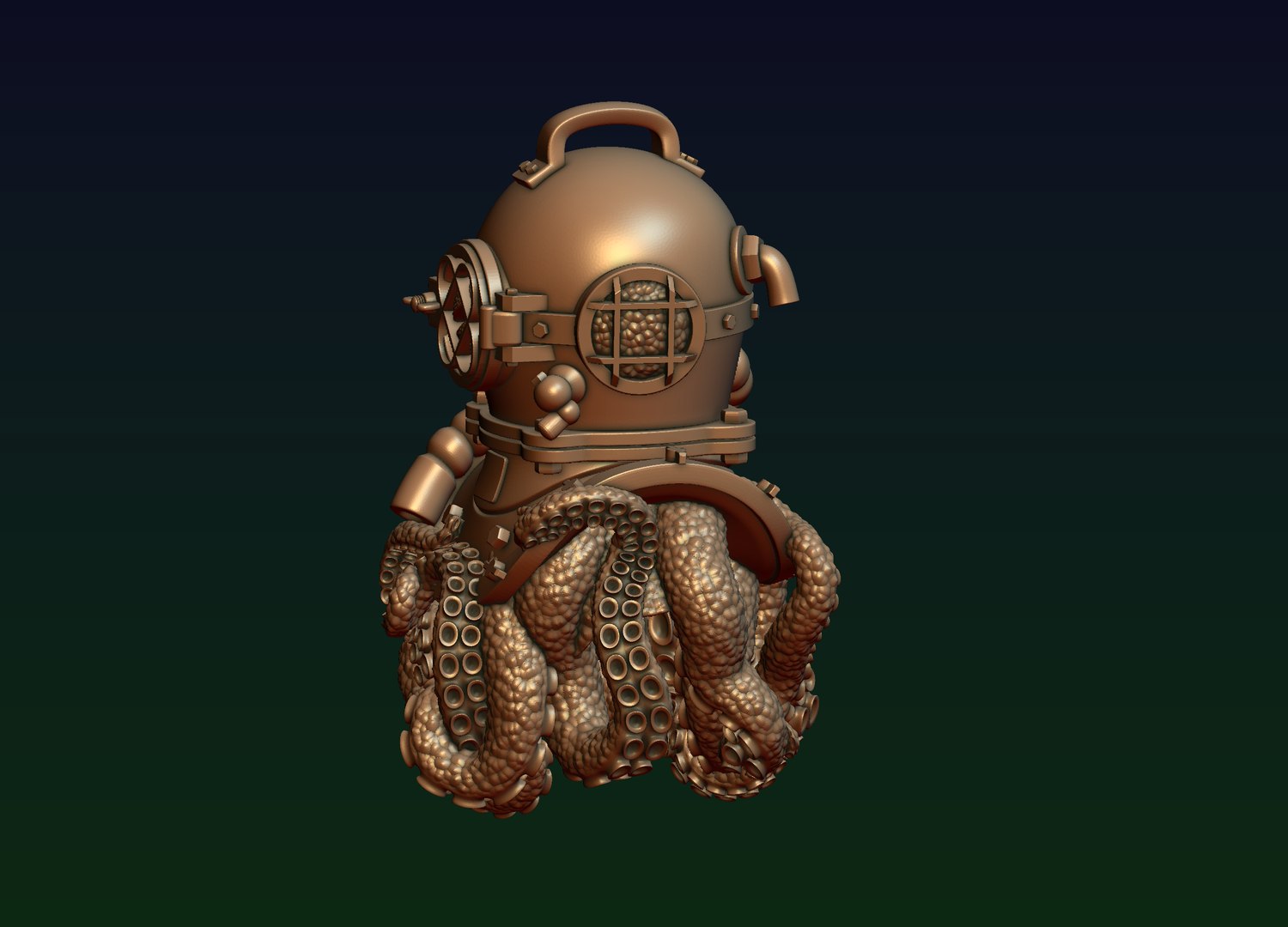 Diving helmet with octopus 3D print model - TurboSquid 1872844