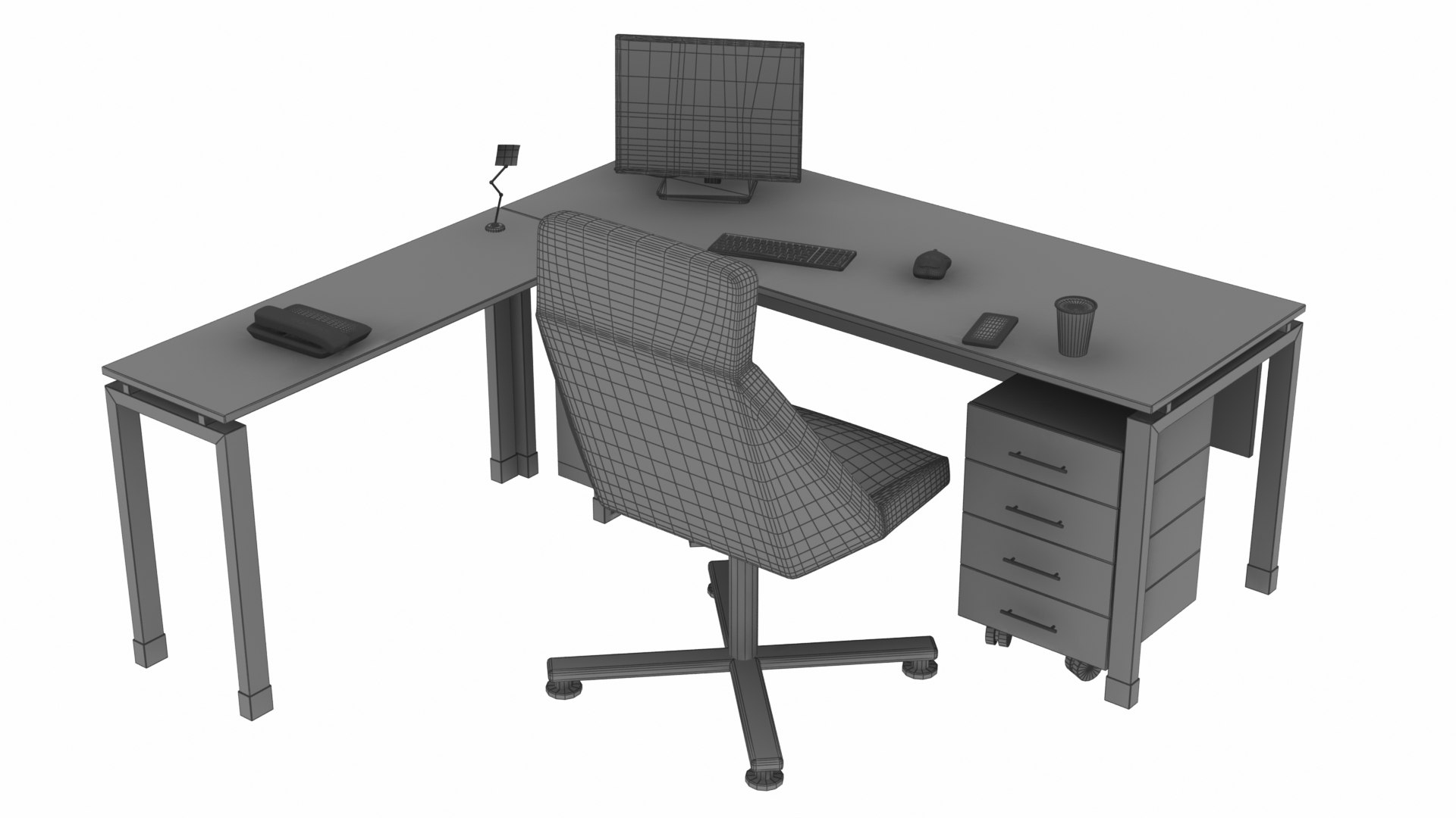 3D Office Table And Chair Set Model - TurboSquid 2130480