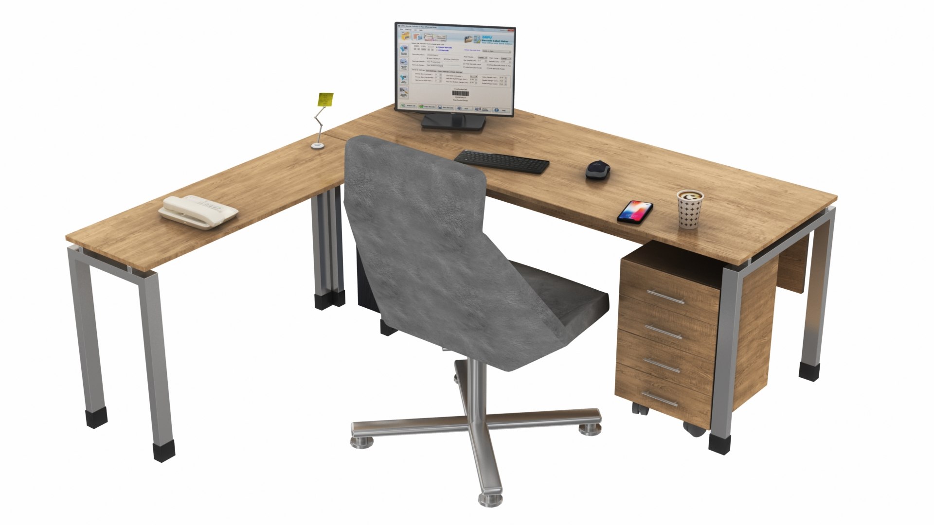 3d Office Table And Chair Set Model Turbosquid 2130480