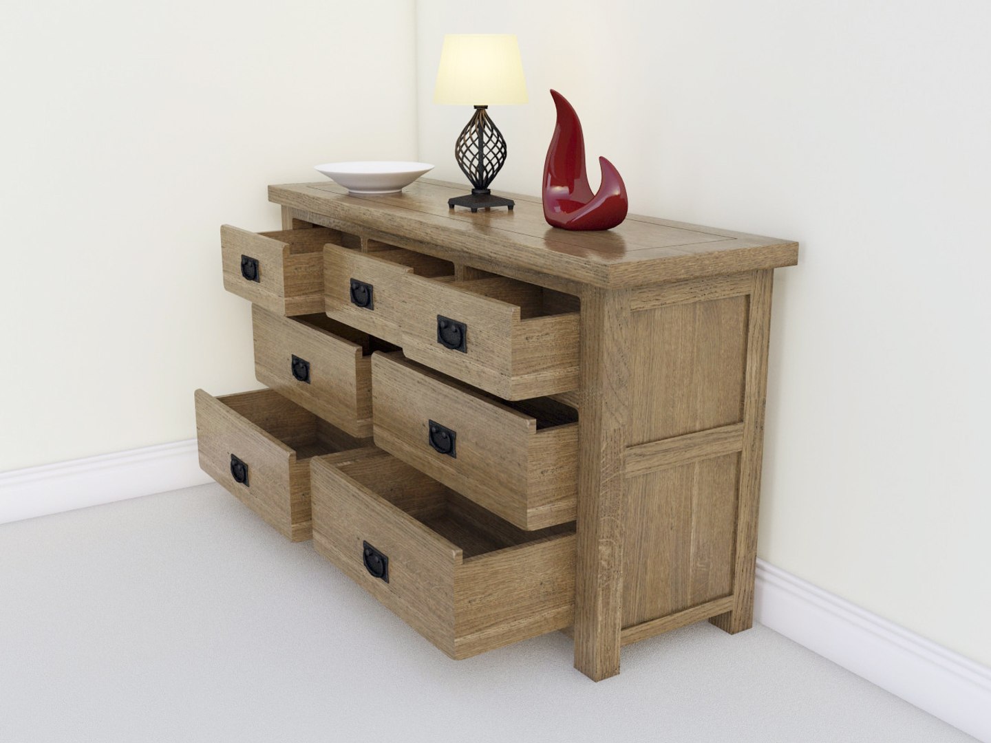 Rustic Oak Drawer Chest 3d Max