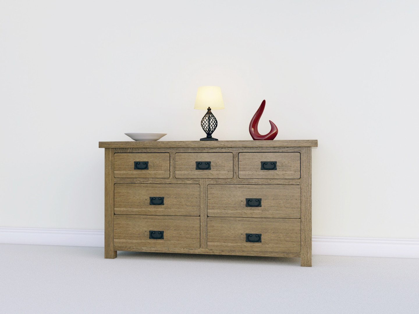 Rustic Oak Drawer Chest 3d Max