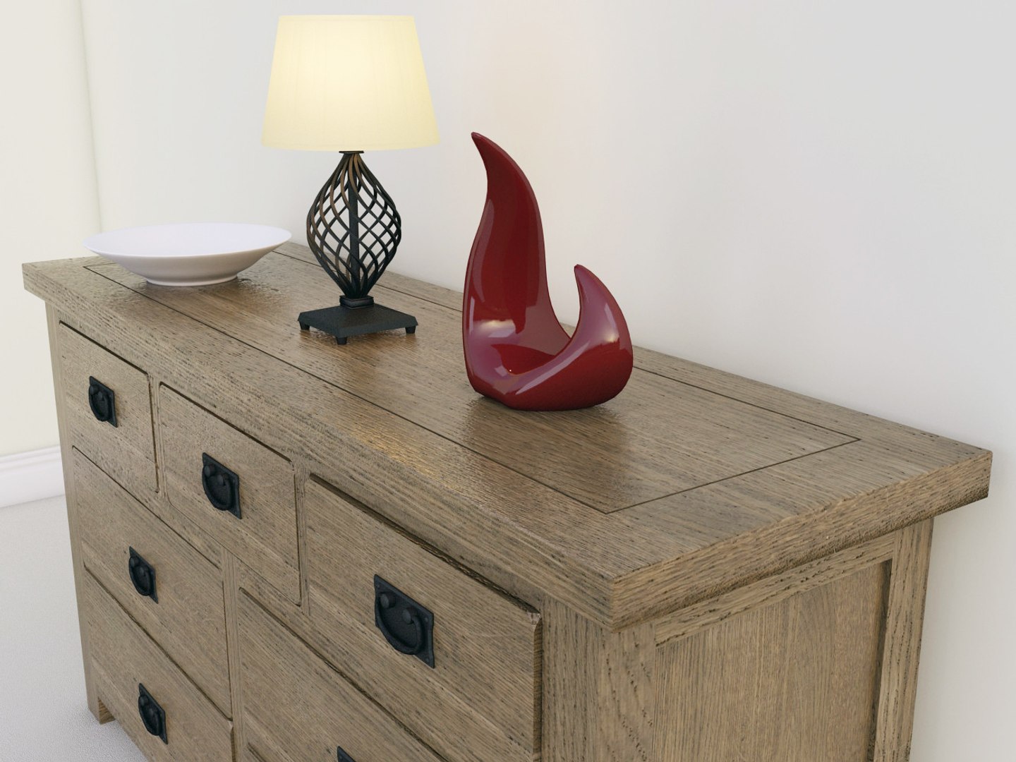 Rustic Oak Drawer Chest 3d Max
