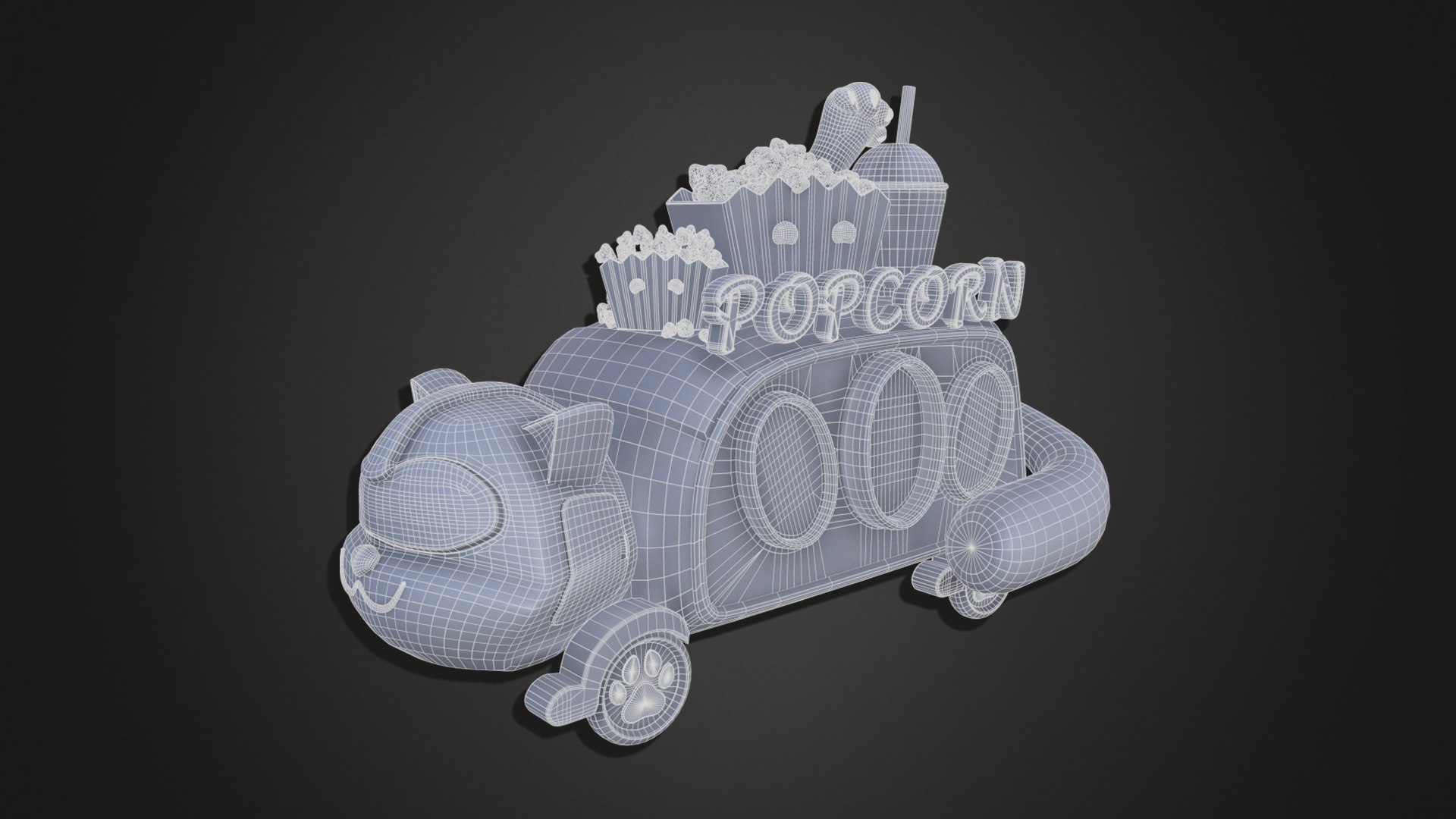 3D Asset - Cartoons - Food Car - Popcorn Cat Cart Model - TurboSquid ...
