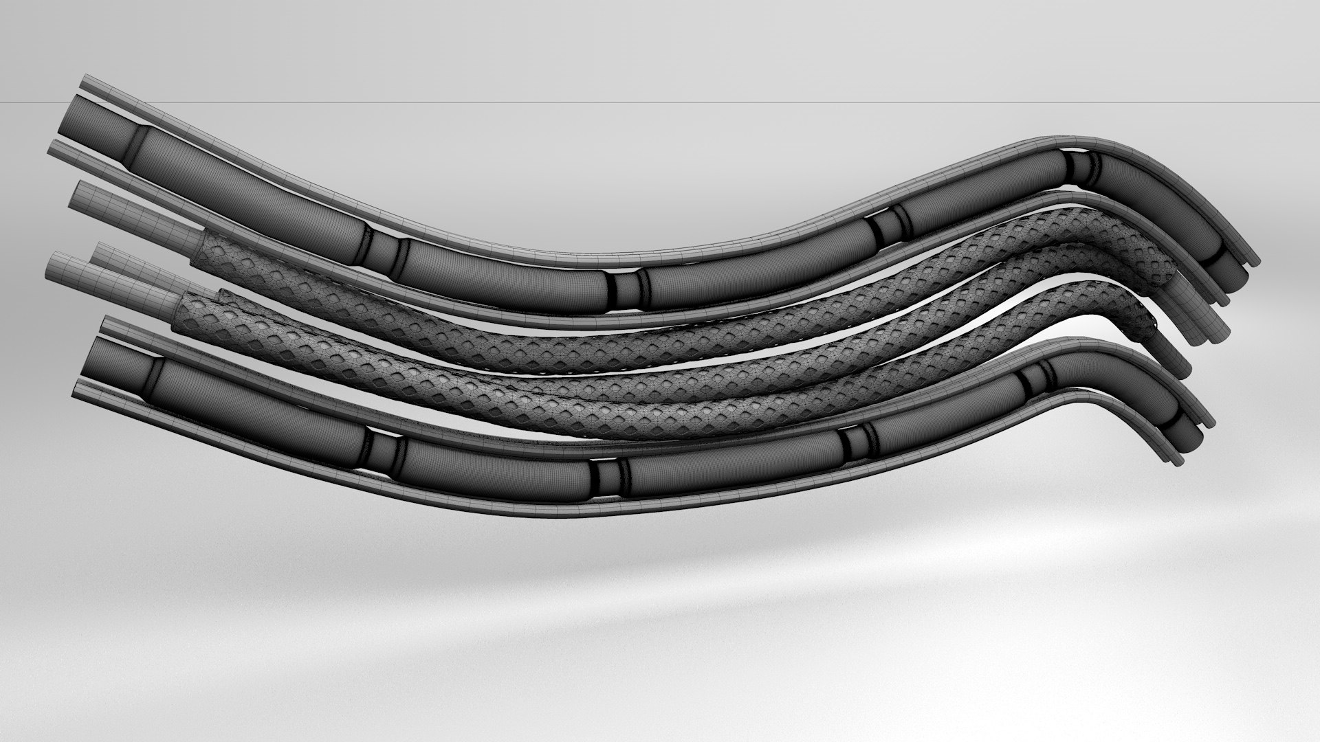 Detailed Cable Set Sci Fi Concept Industrial Construction Model ...