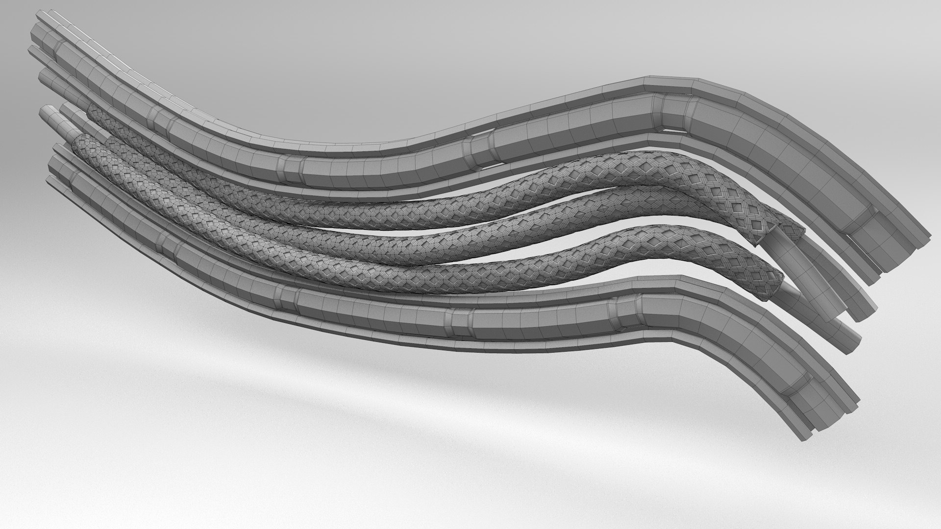 Detailed Cable Set Sci Fi Concept Industrial Construction Model ...